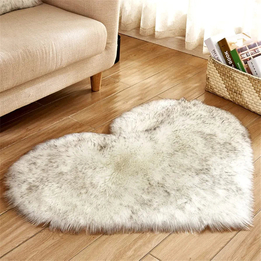 Grey&White Heart Shape Fur 80x80 cm – Gaba Official Rug Store Online In ...