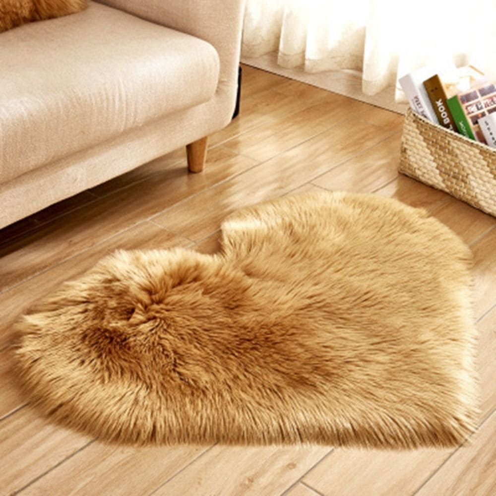 Beige Gold Heart Shape Fur 80x80 cm – Gaba Official Rug Store Online In ...